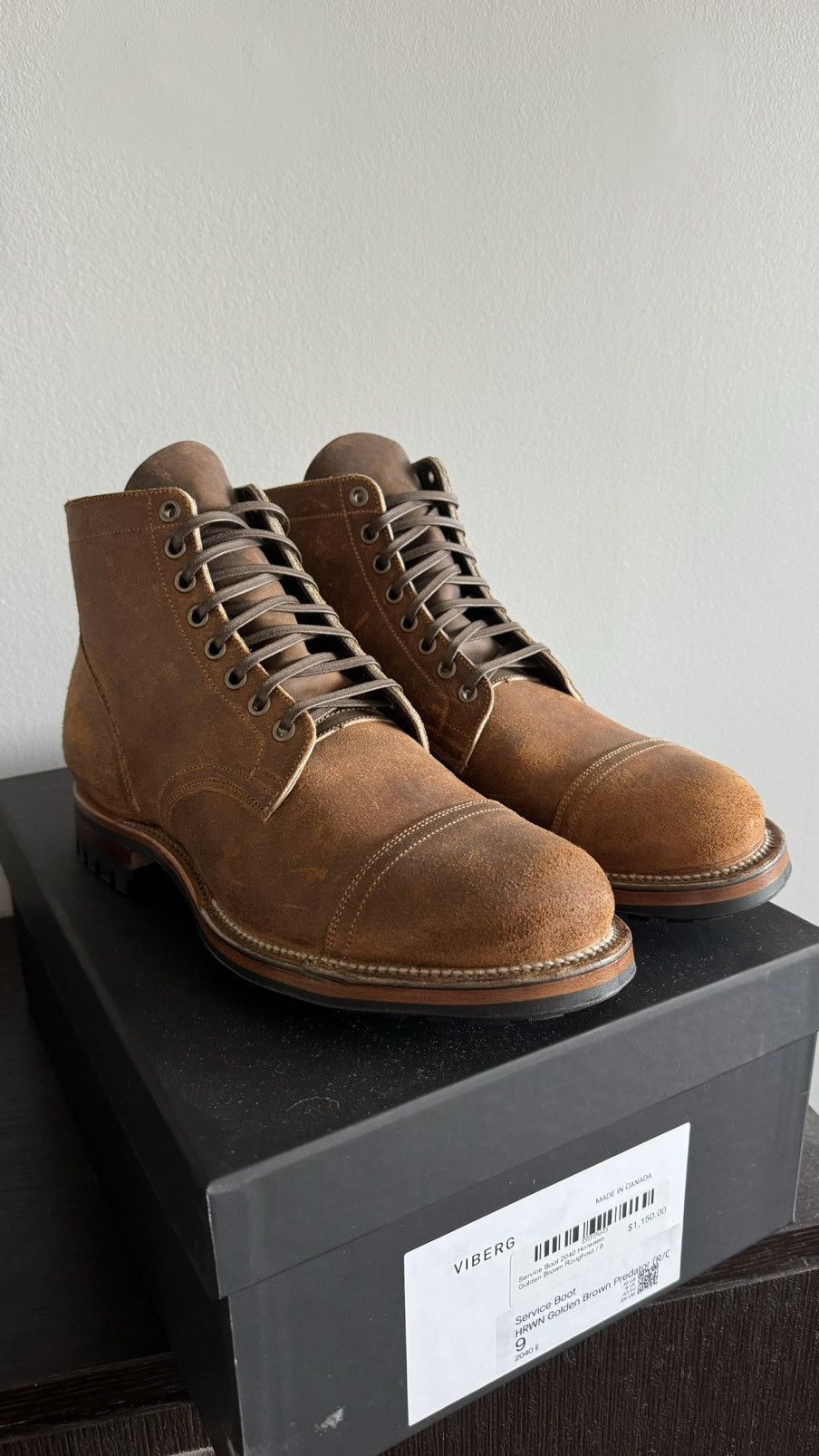 Viberg Service Boot (2040 E) Horween Golden Brown Predator Roughout ...