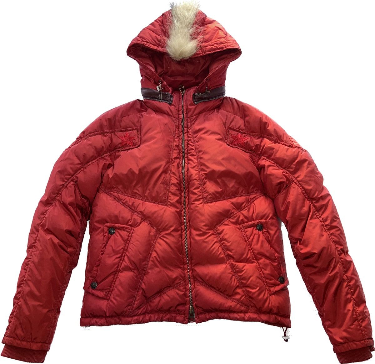 Marithe + Francois Girbaud Marithe Francois Girbaud red Mohawk puffer ...