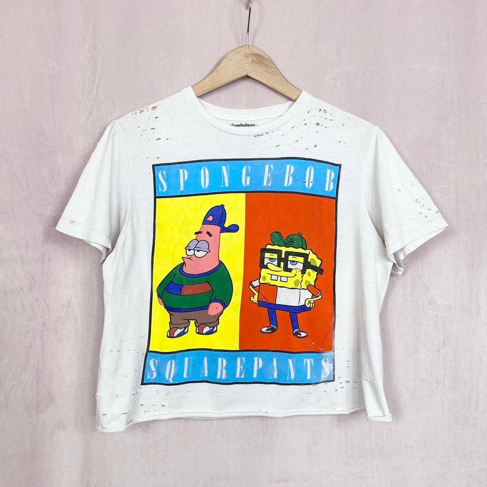 Nickelodeon Reworked SpongeBob Squarepants Distressed Tee, Size Medium ...