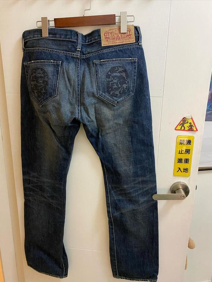 Bape Back Pocket Logo Denim Jeans | Grailed