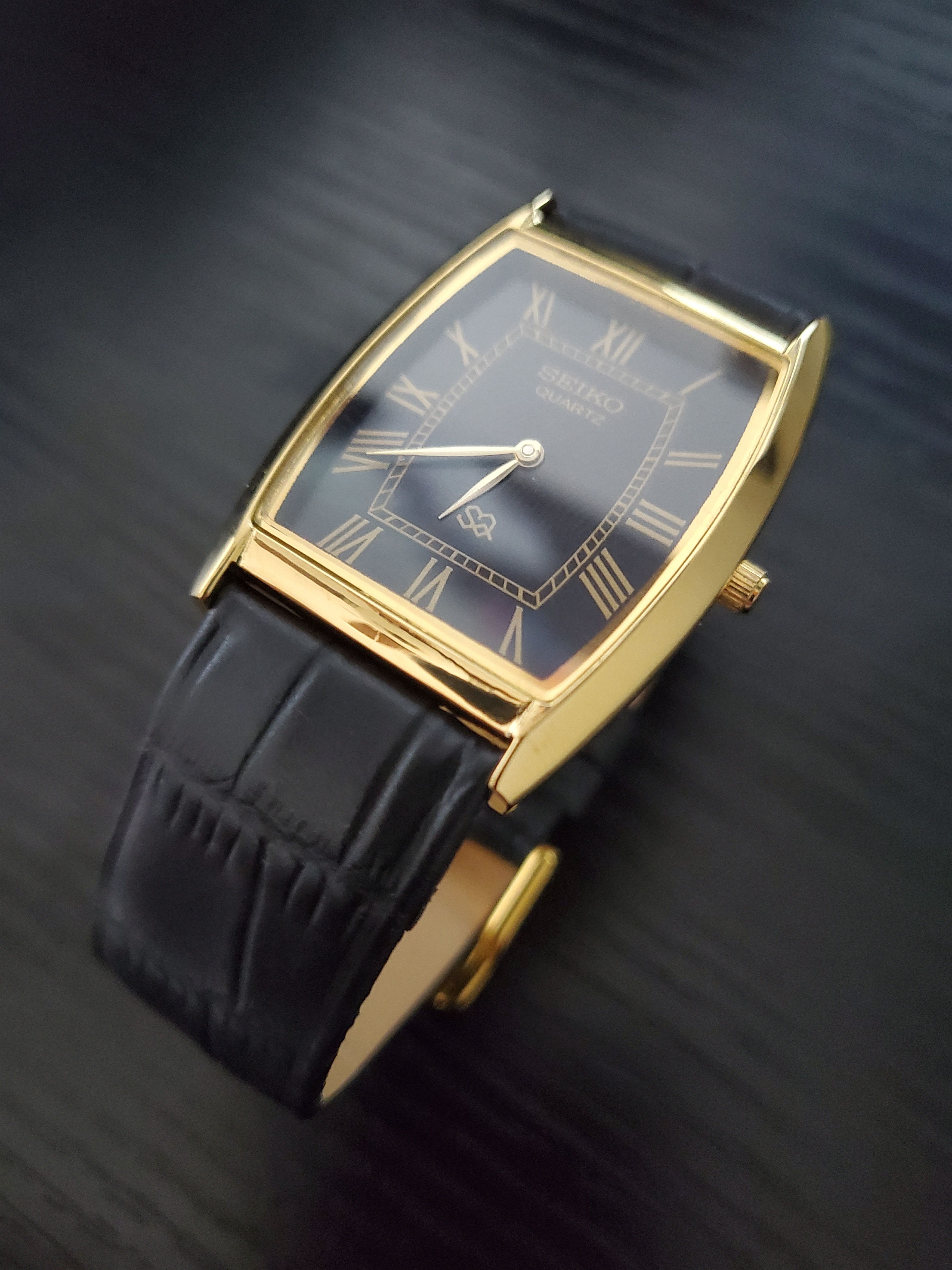 Seiko 🔥RARE Seiko SQ Barrel Tank Men's Leather Watch | Grailed