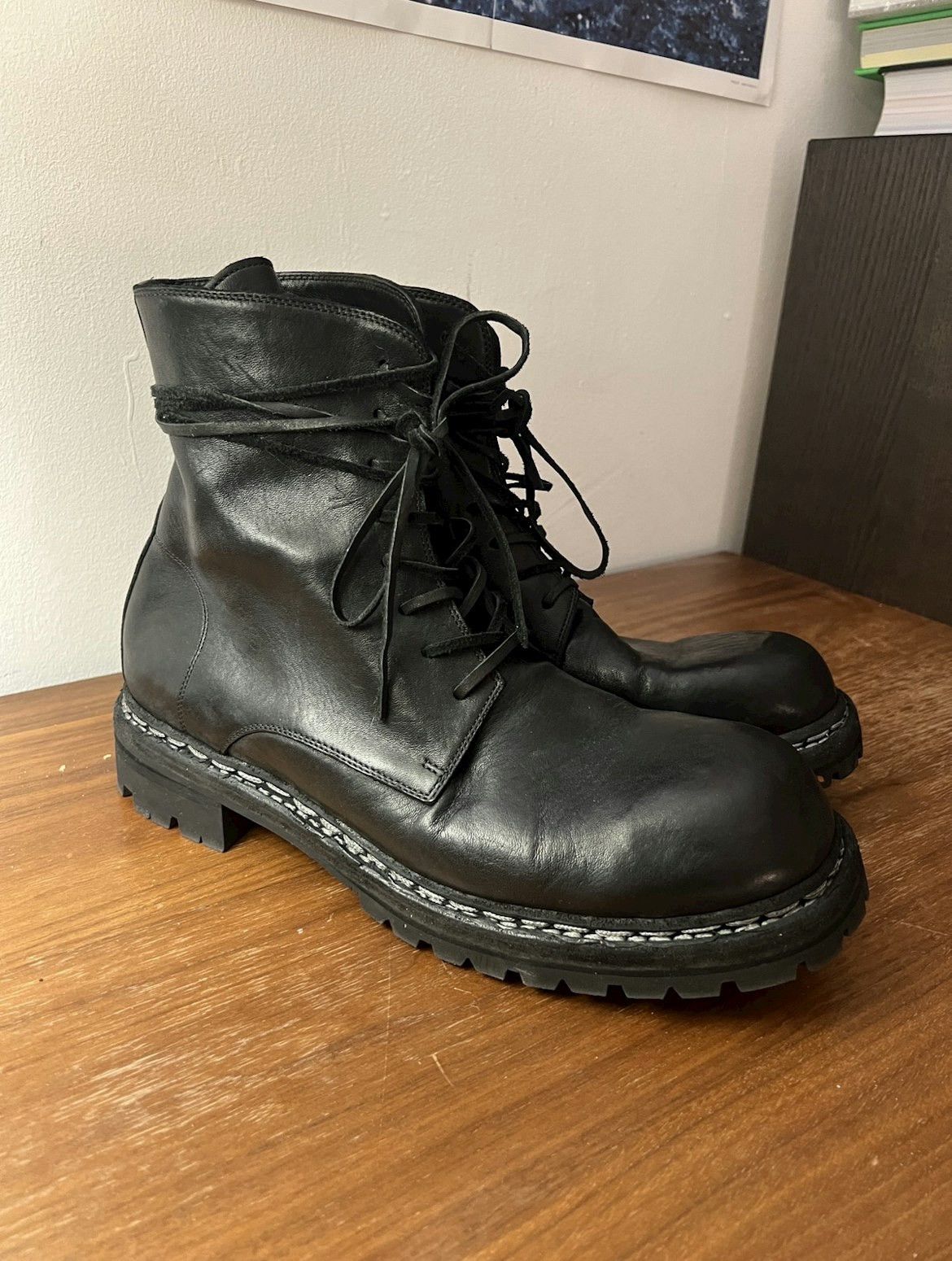 Guidi × Vibram BLACK ITALIAN LEATHER COMBAT BOOTS | Grailed