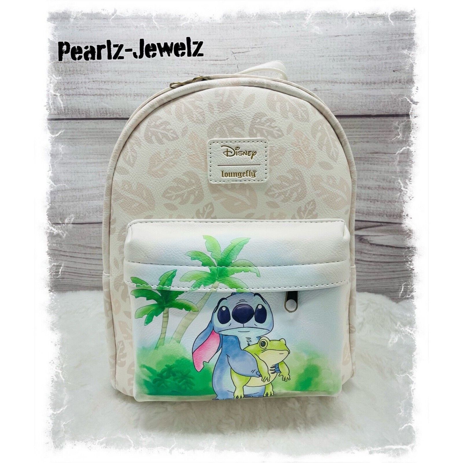 Disney Loungefly Disney Lilo & Stitch Frog Hibiscus Sketch White Mi ...