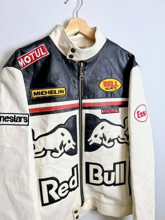 Red Bull Red Bull Racing Vintage 90s Leather Jacket Rare "M" | Grailed