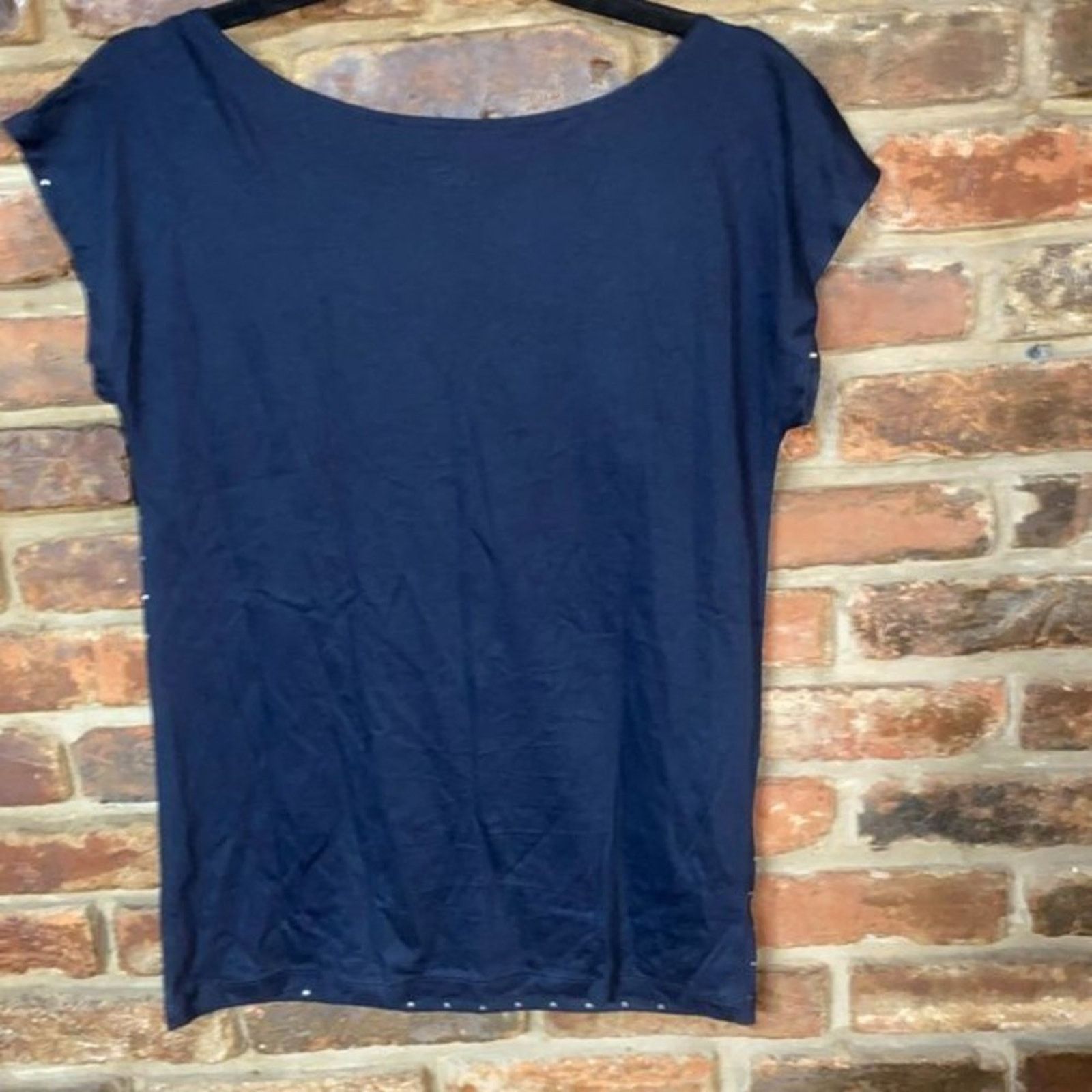 Loft Ann Taylor LOFT Navy Blue Silver Embellished Blouse Small | Grailed