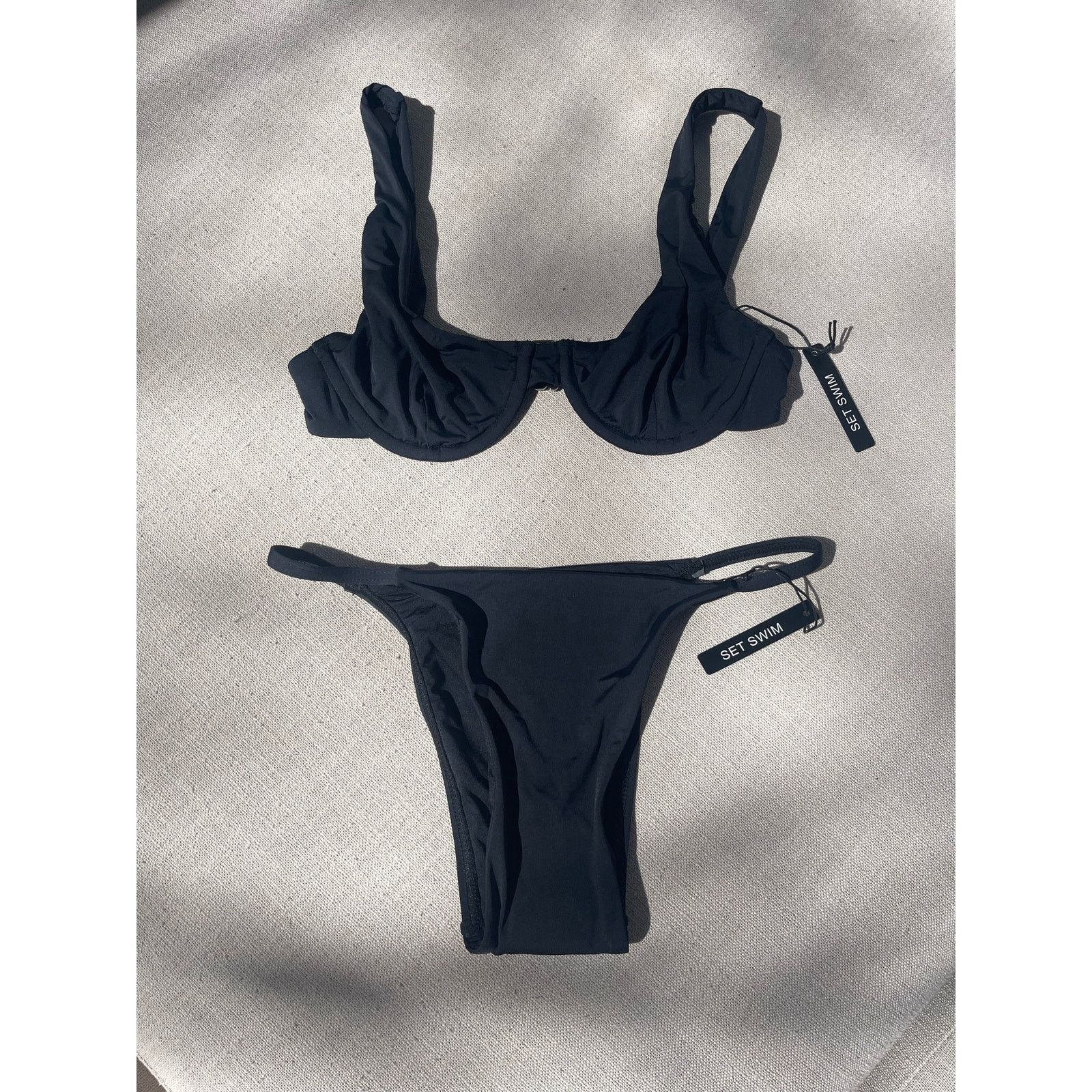 Reiss SET Active | NWT Blue French Terry Bralette String Bikini S | Grailed