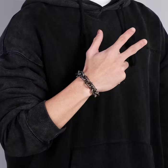 Cuban Link Chain 16 MM Width Oxidized Black Nails Bracelet | Grailed