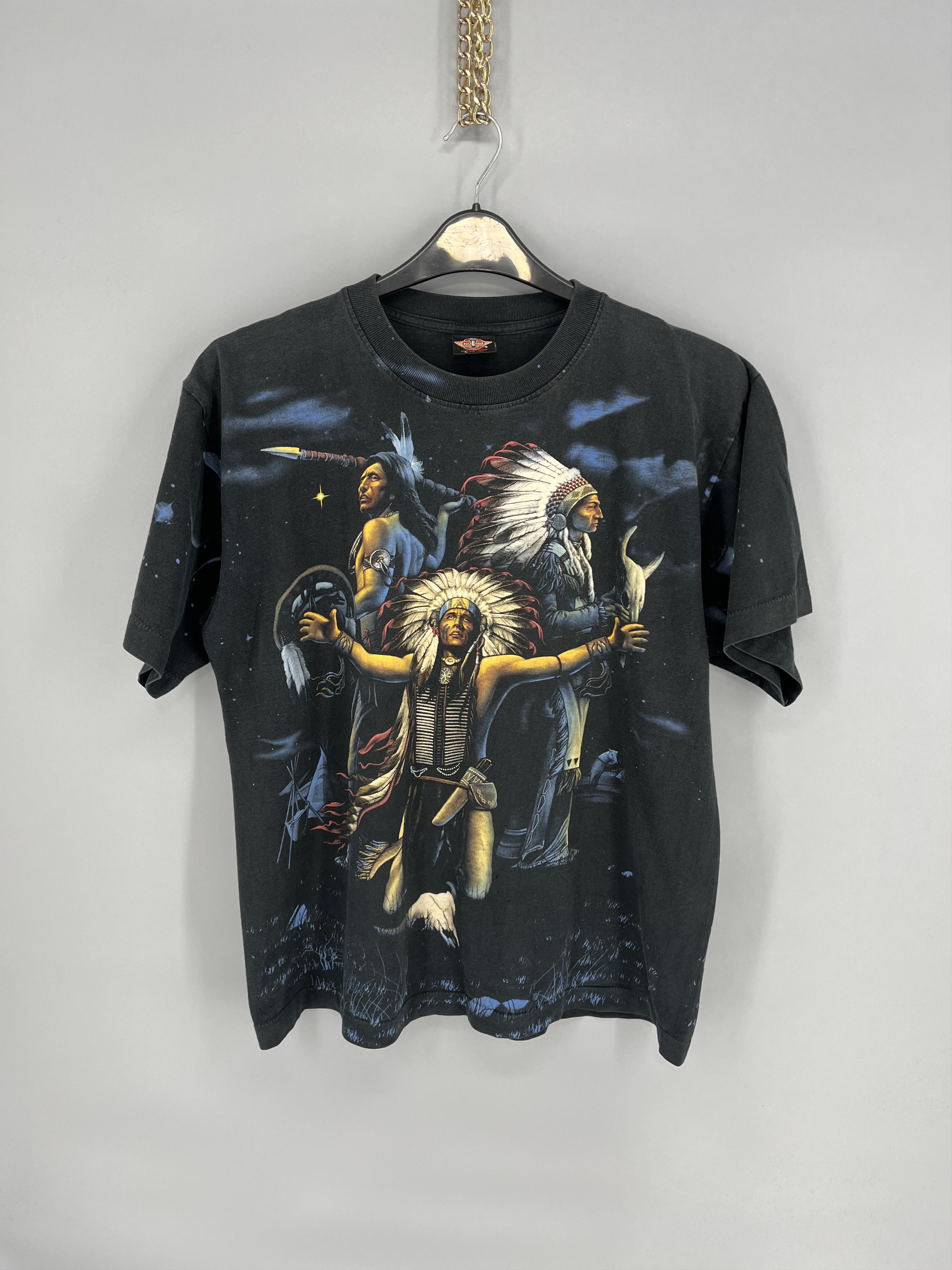 Tribal Street Wear × Vintage Vintage 90s Rock Eagle Double Sided Indian Chief Motorcyle | Grailed