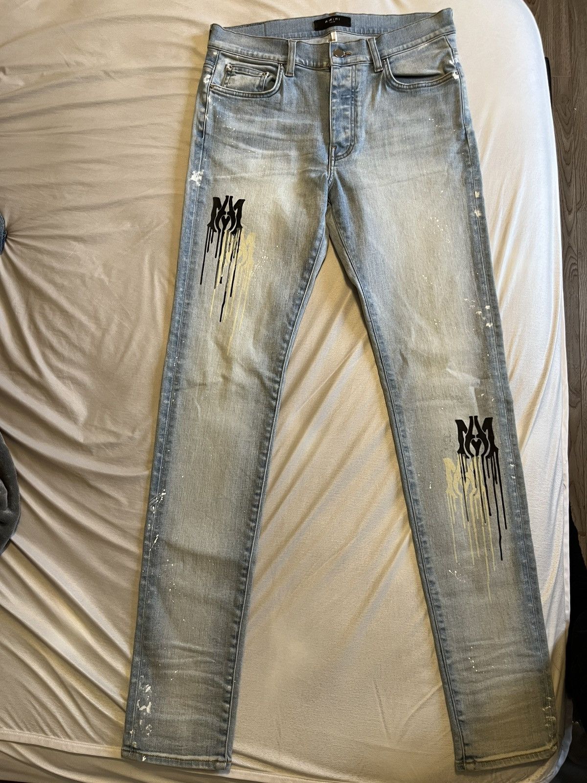 Amiri Mike Amiri “MA” Stencil Logo Jeans | Grailed