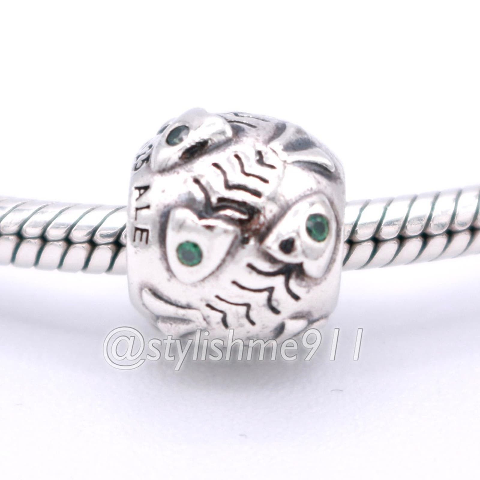 pandora RARE Authentic PANDORA Fish Bone with Green CZ Charm | Grailed