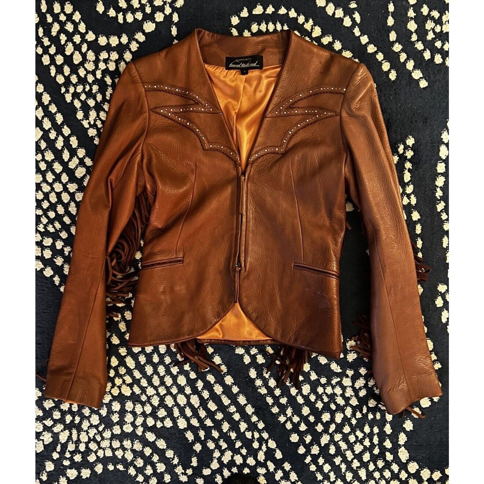Vintage Sharon Roth Western Fringe Collarless Leather Jacket SOFT | Grailed