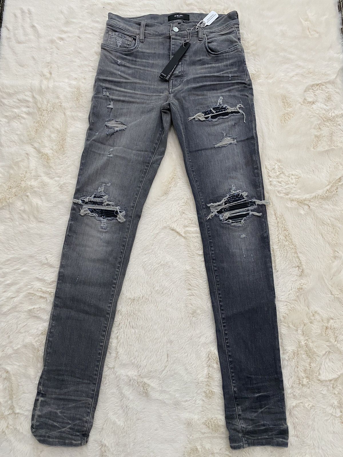 Amiri Amiri Grey Blue Bandana MX1 Denim Jeans | Grailed
