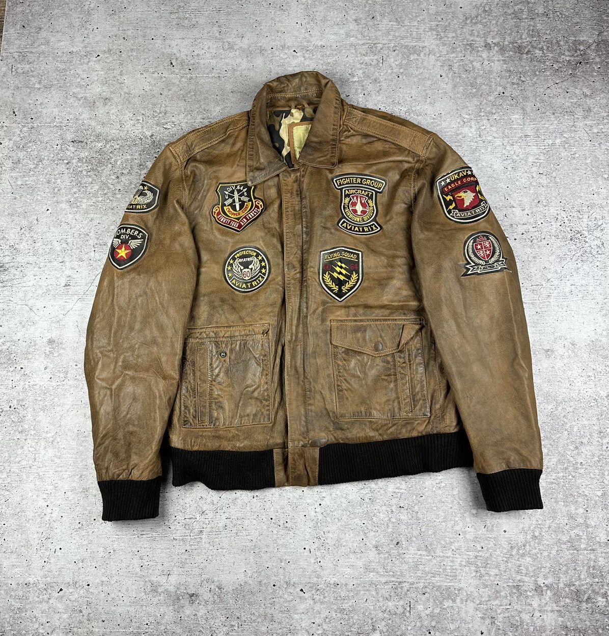 Us Air Force × Vintage Vintage Aviatrix Fighter Group Leather Jacket ...