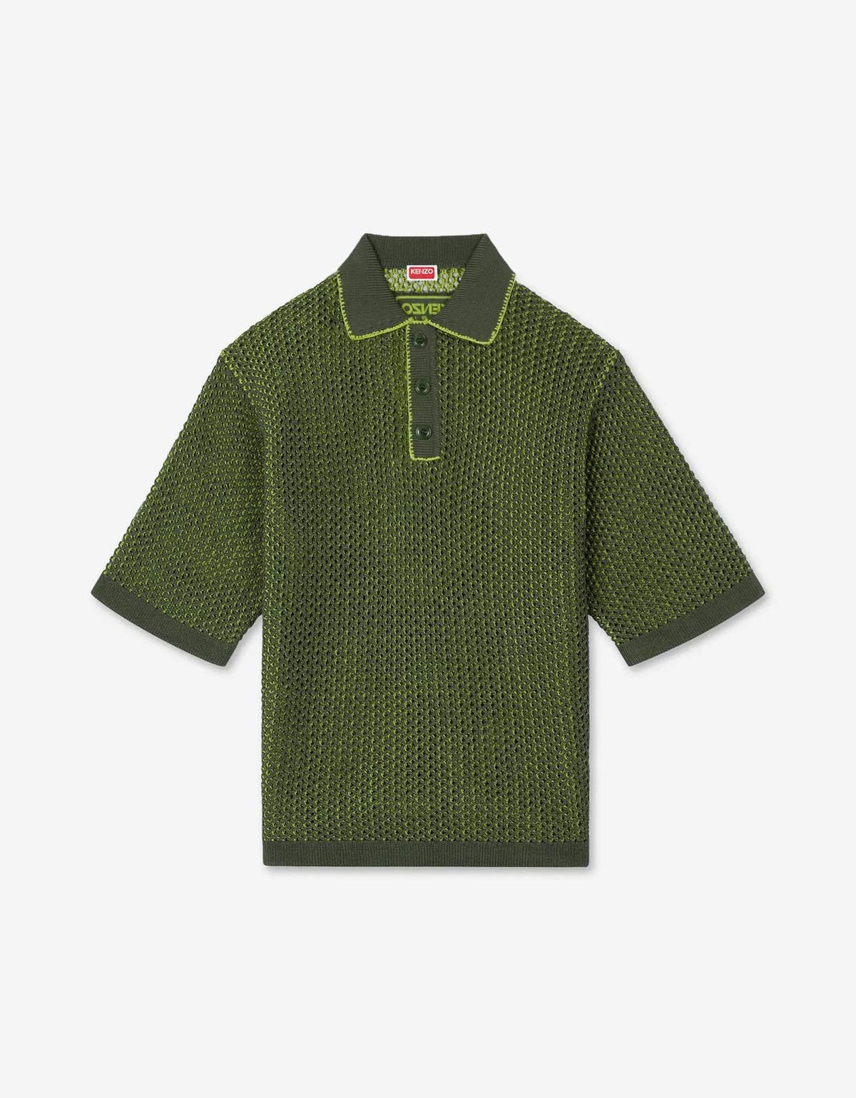 Kenzo Kenzo Green Oversized Embroidered Knitted Polo Shirt | Grailed