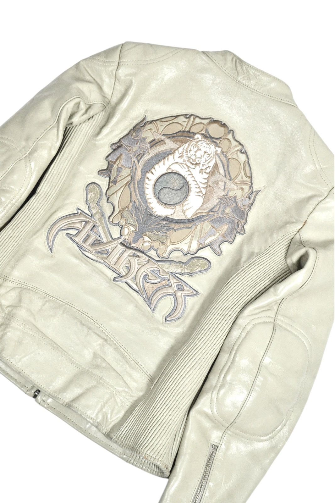 Avirex Y2K Avirex Leather Embroidered Samurai Japanese Biker Jacket ...
