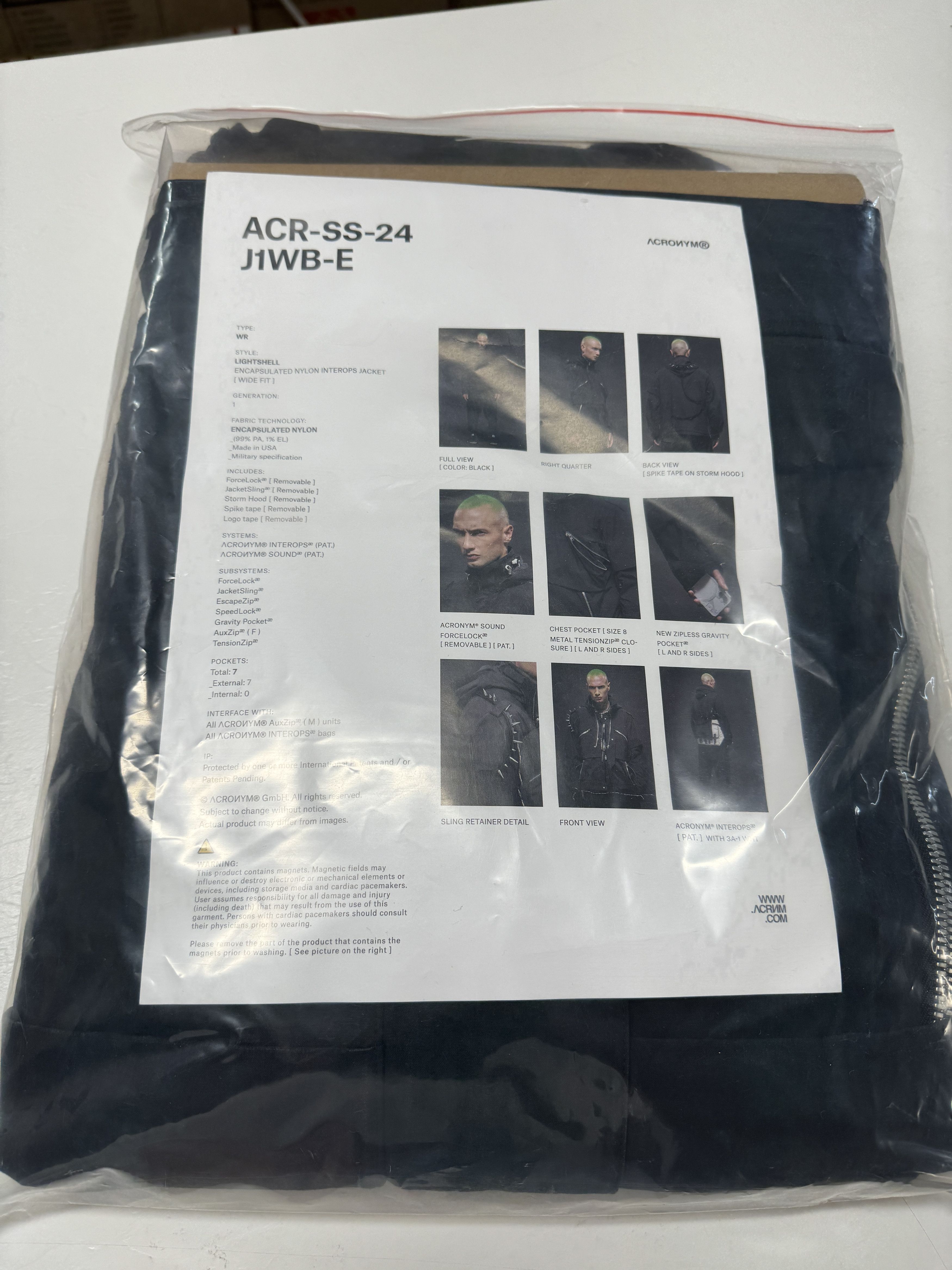 Acronym Acronym J1WB-E Encapsulated Nylon Interops Jacket Black L | Grailed