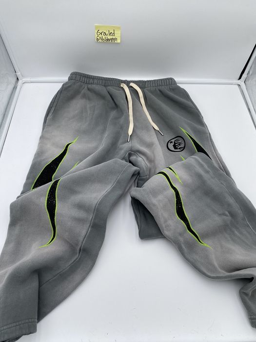 HELLSTAR XL HELLSTAR Grey Future Green Flame Sweatpants | Grailed
