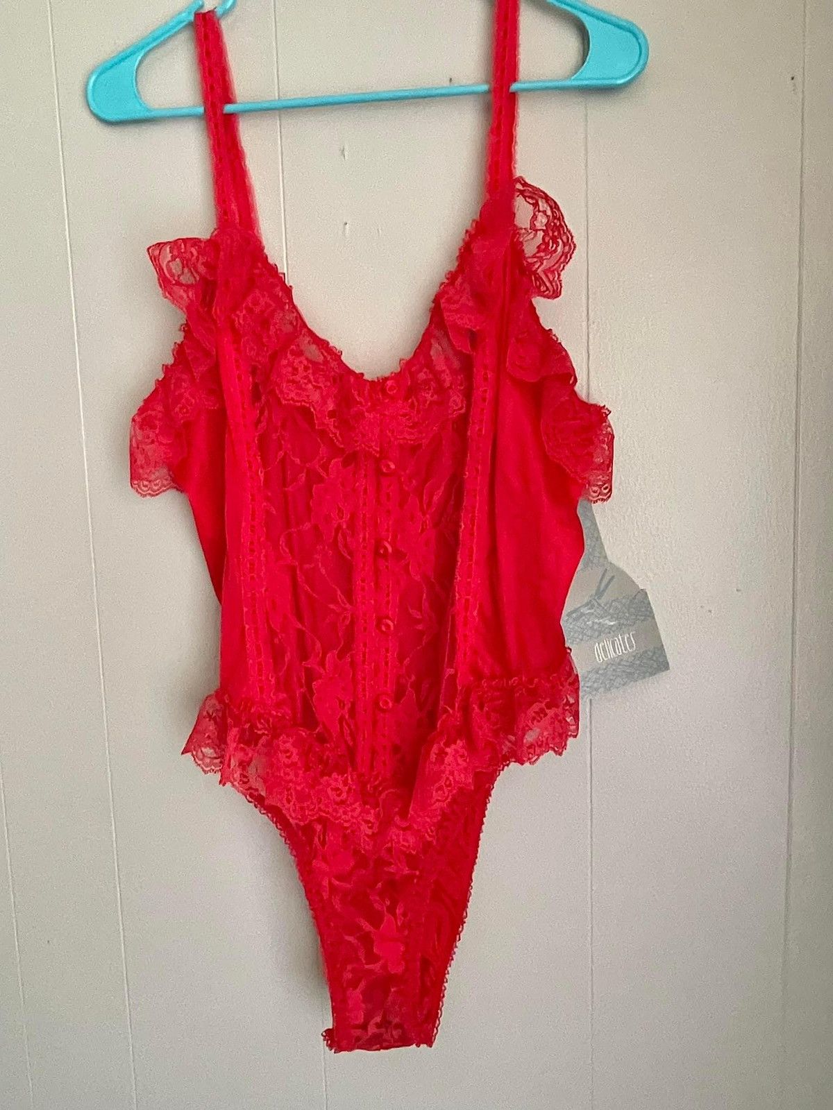 Vintage Vintage 80’s/90’s Delicates Red Lace Teddy Bodysuit | Grailed