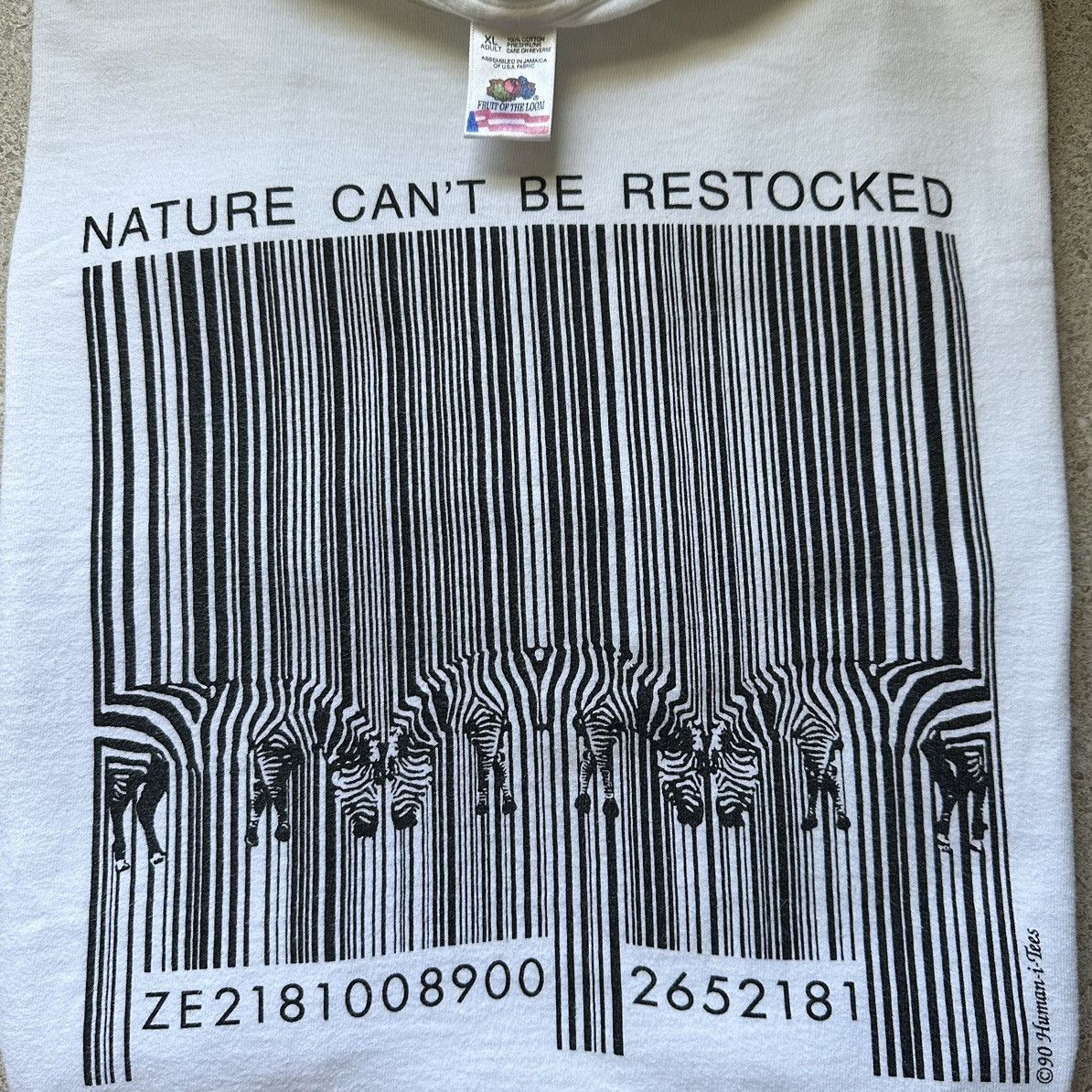 Vintage Vintage 1990s Nature Earth Day “Barcode” Boxy Graphic Tee | Grailed