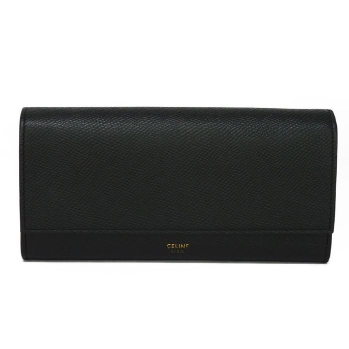 Celine CELINE Long Wallet Large Flap Gold Foil Stamped Calf Bifold New ...