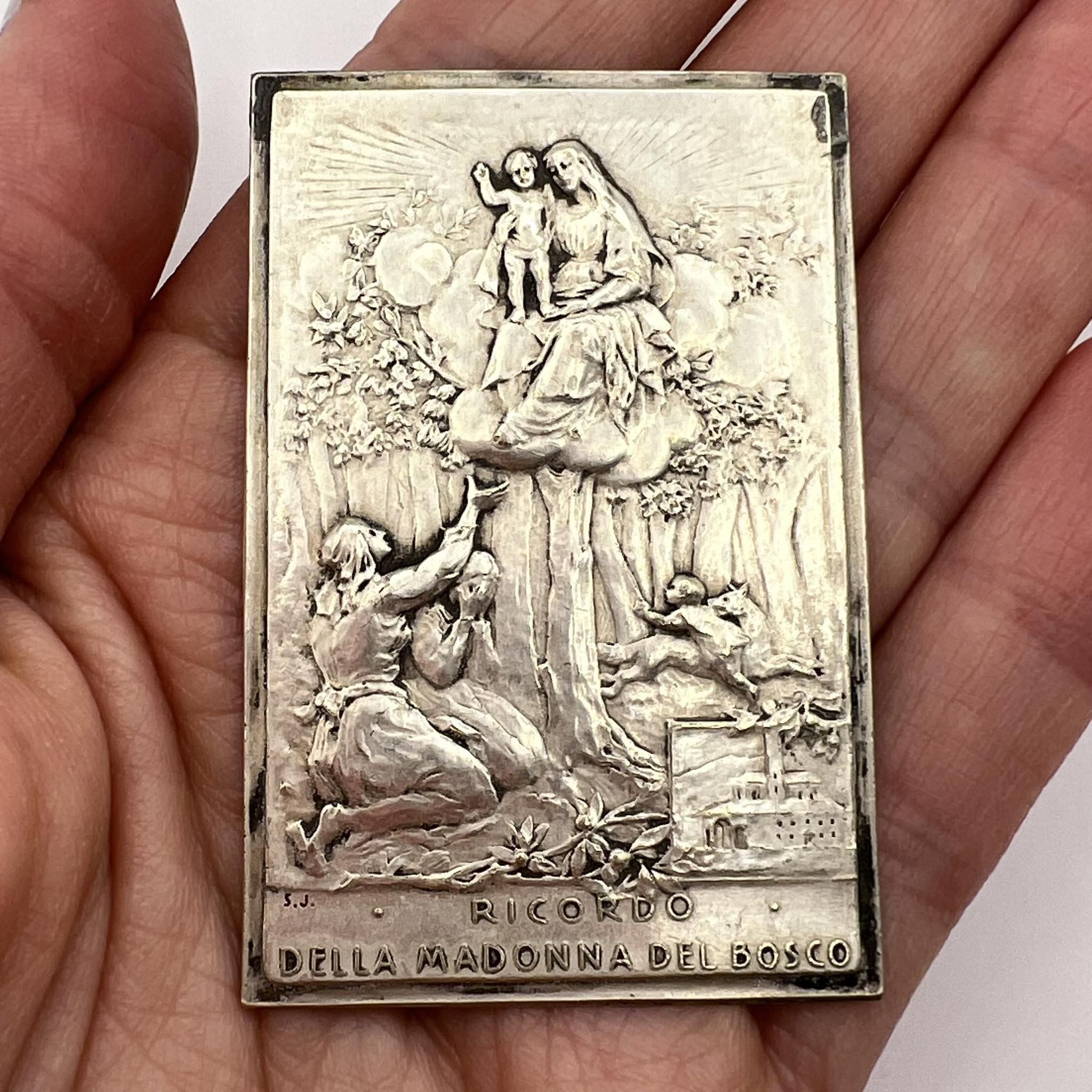 Vintage Antique Silver 800 Plaque Icon Holy Mary Jesus Italy Marked ...