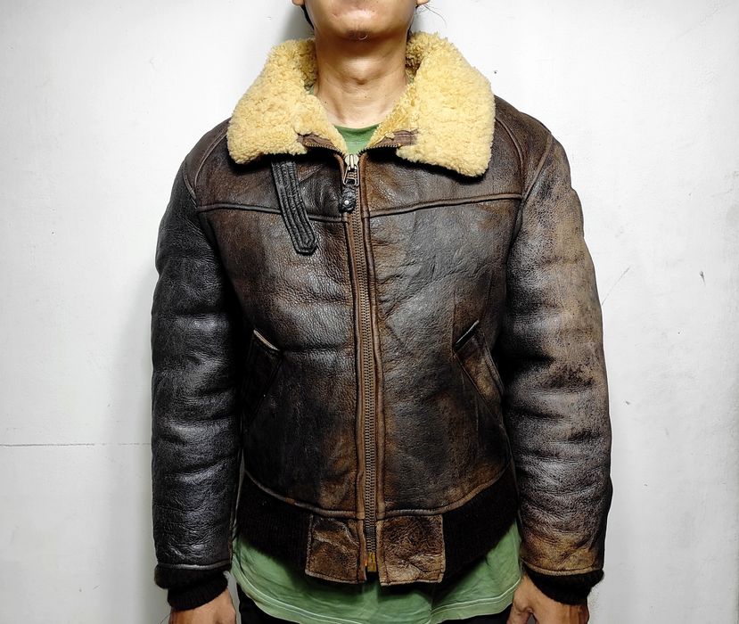 Genuine Leather Beautiful Shearling Bombers Jacket Avirex B-6 contract1978 | Grailed