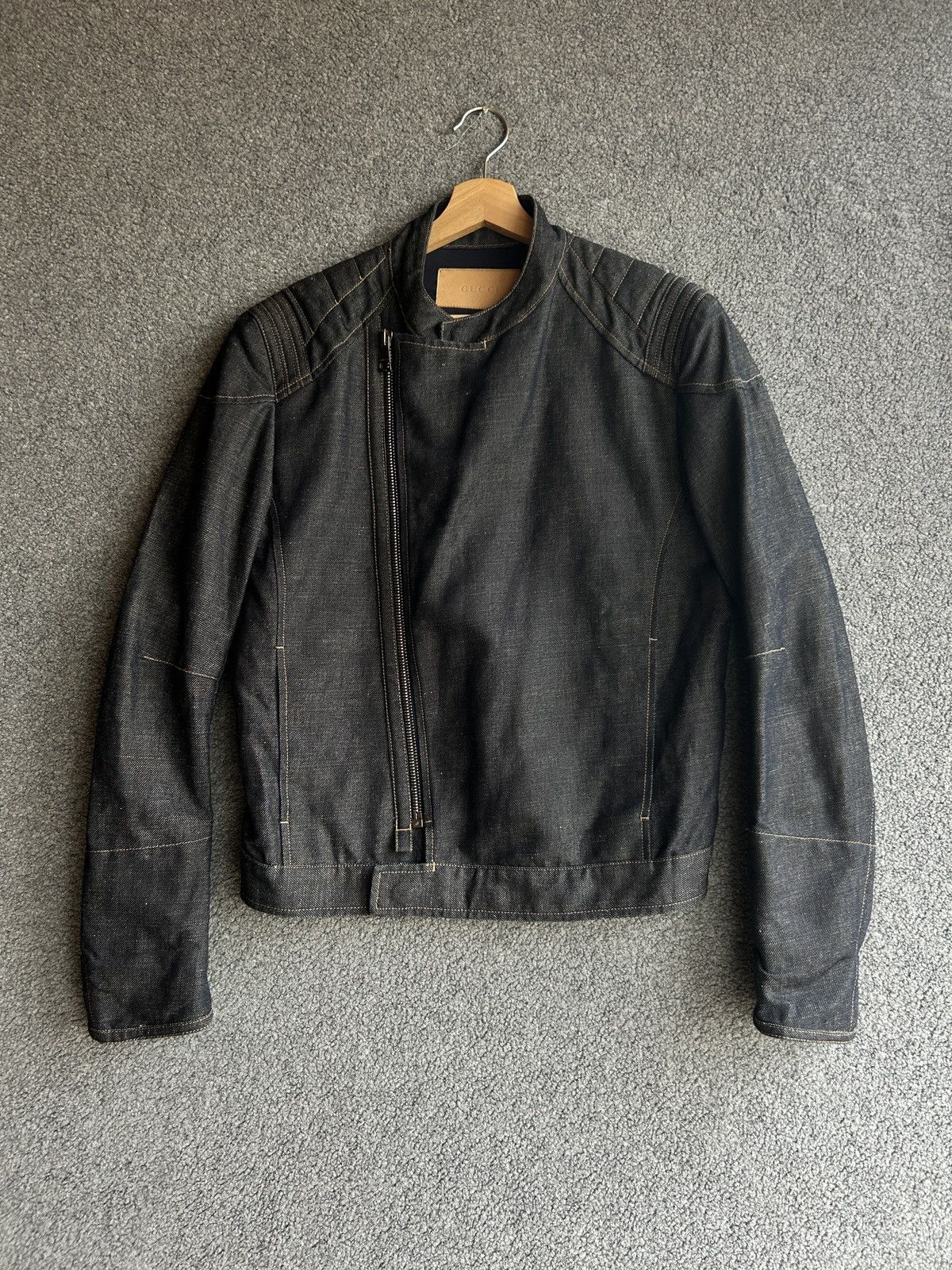Gucci × Tom Ford Gucci By Tom Ford SS02 Denim Motorcycle Jacket | Grailed