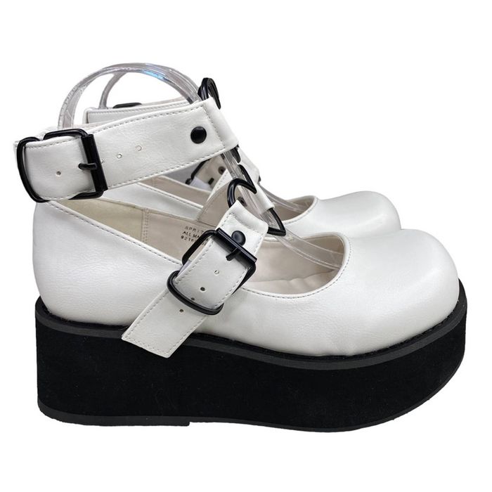 Demonia Cult Demonia Sprite 2 White Platform Heart Mary Janes Size US 7 ...