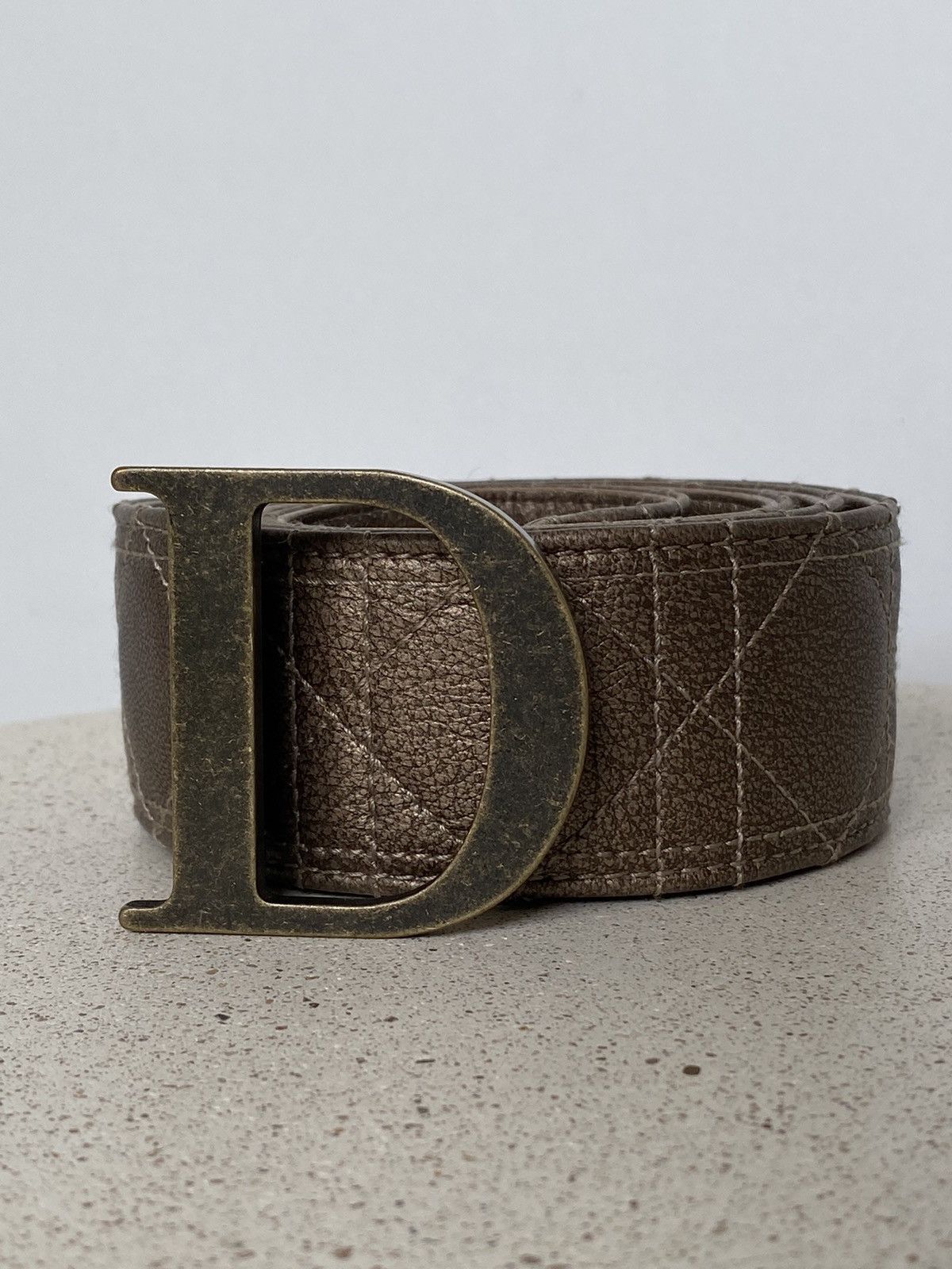 Designer × Dior × Vintage Christian Dior Logo Cannage Buckle Leather ...