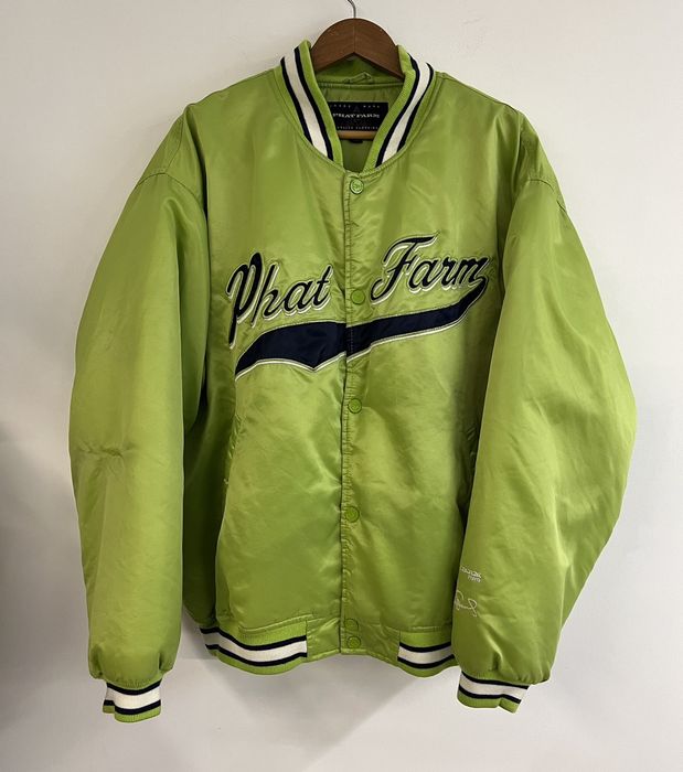 Phat Farm Y2K Phat Farm Snap Front Satin Varsity Jacket Adult XXL | Grailed