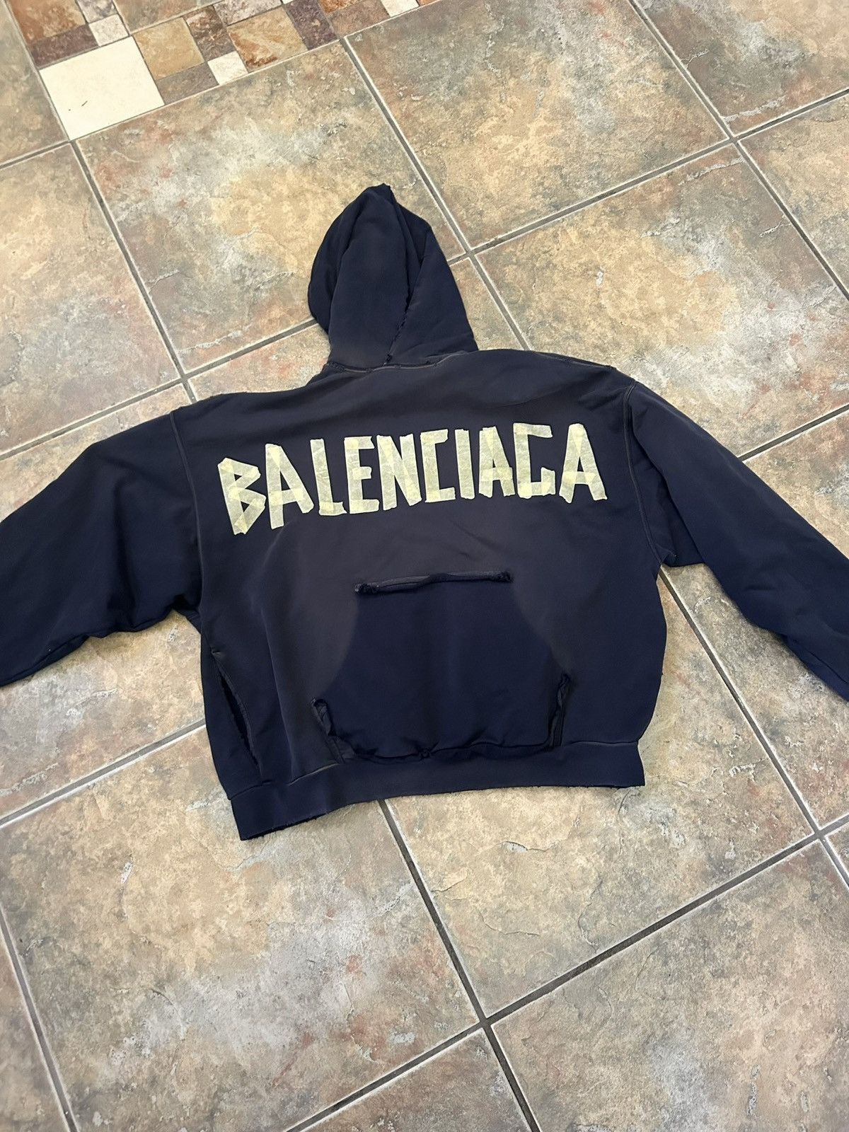 Balenciaga Balenciaga Tape Hoodie Ripped Pockets - Oversized | Grailed