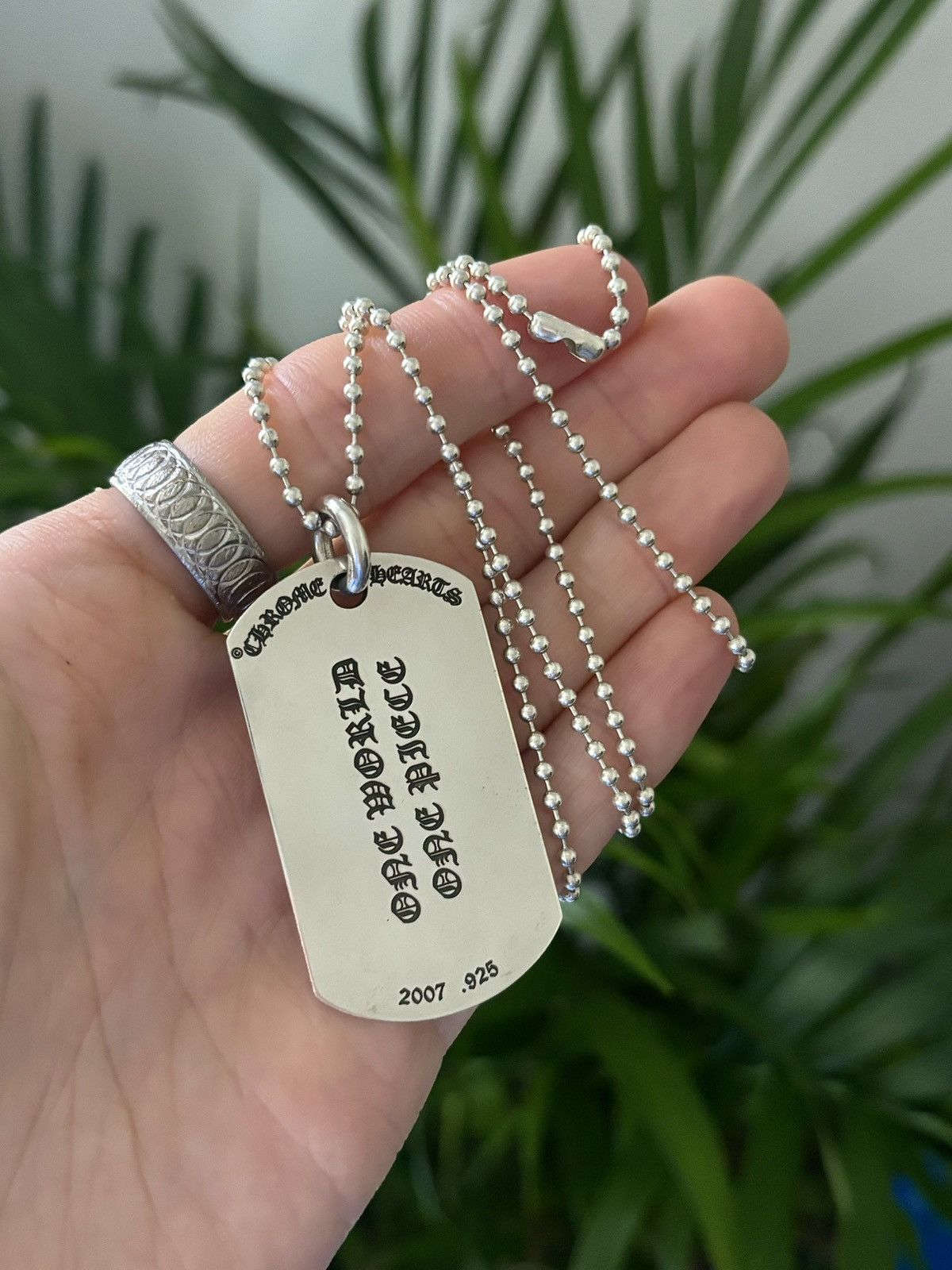 Chrome Hearts ONE WORLD DOG TAG W/ CHROME BALL CHAIN | Grailed