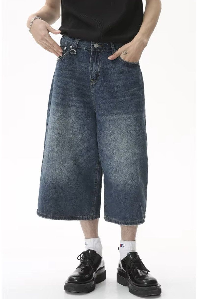 Jean × Streetwear × Vintage Vintage Fade Wide Leg Short Denim Jorts ...