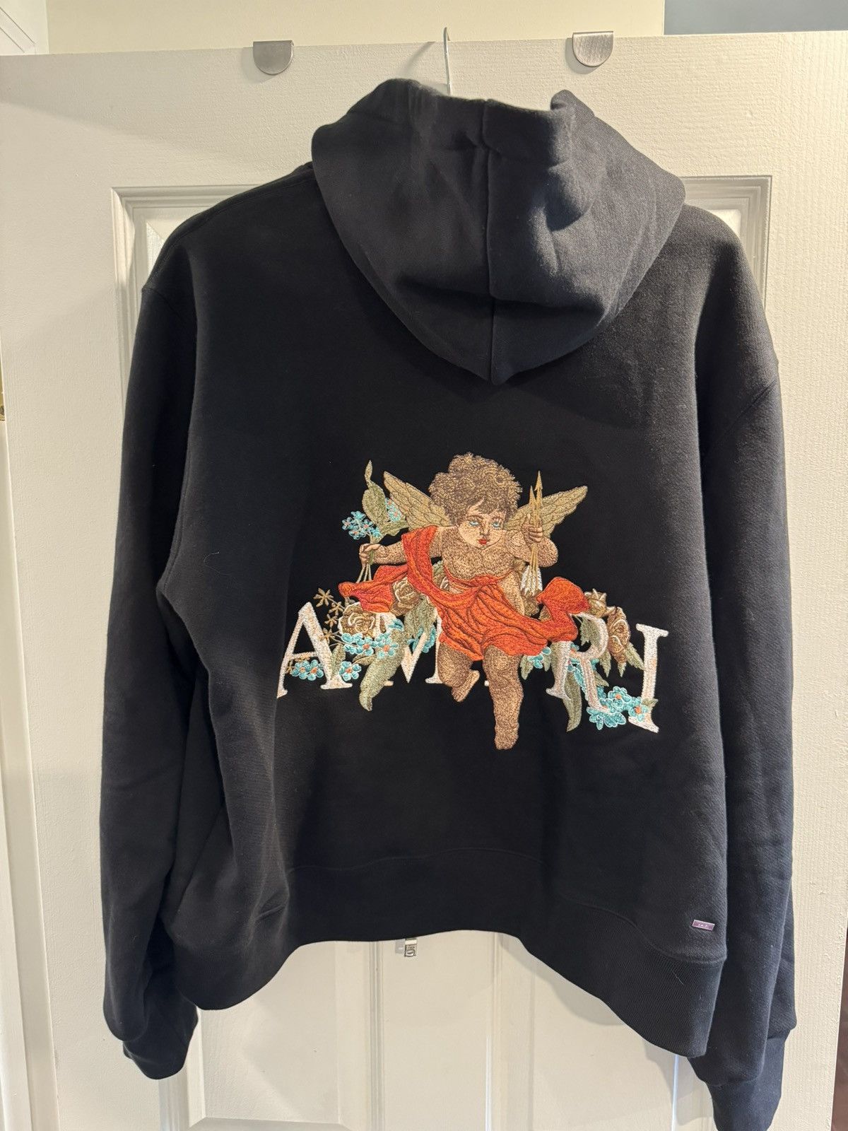 Amiri Amiri Cherub Angel Embroidery Zip Up Hoodie | Grailed