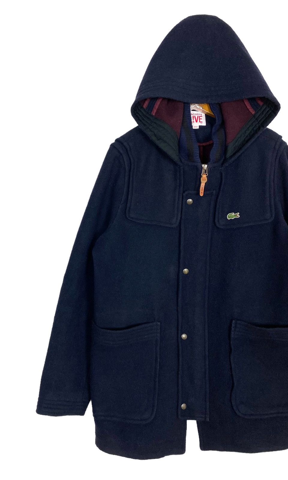 Lacoste Rare ‼️ Lacoste Live Duffle Coat Hoodie Small Logo | Grailed