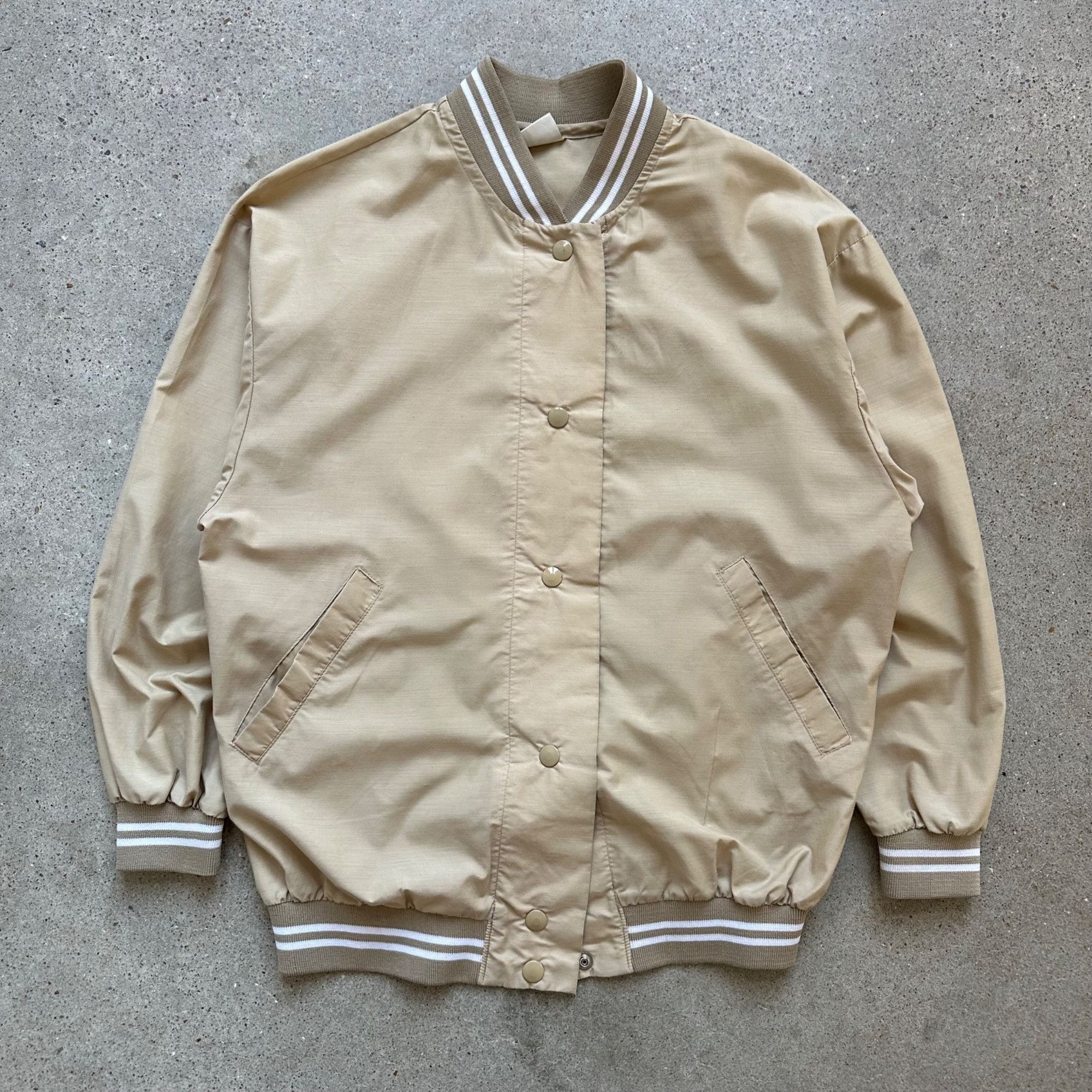 Vintage Vintage Cream Tan Blank Satin Bomber Lightweight Jacket | Grailed
