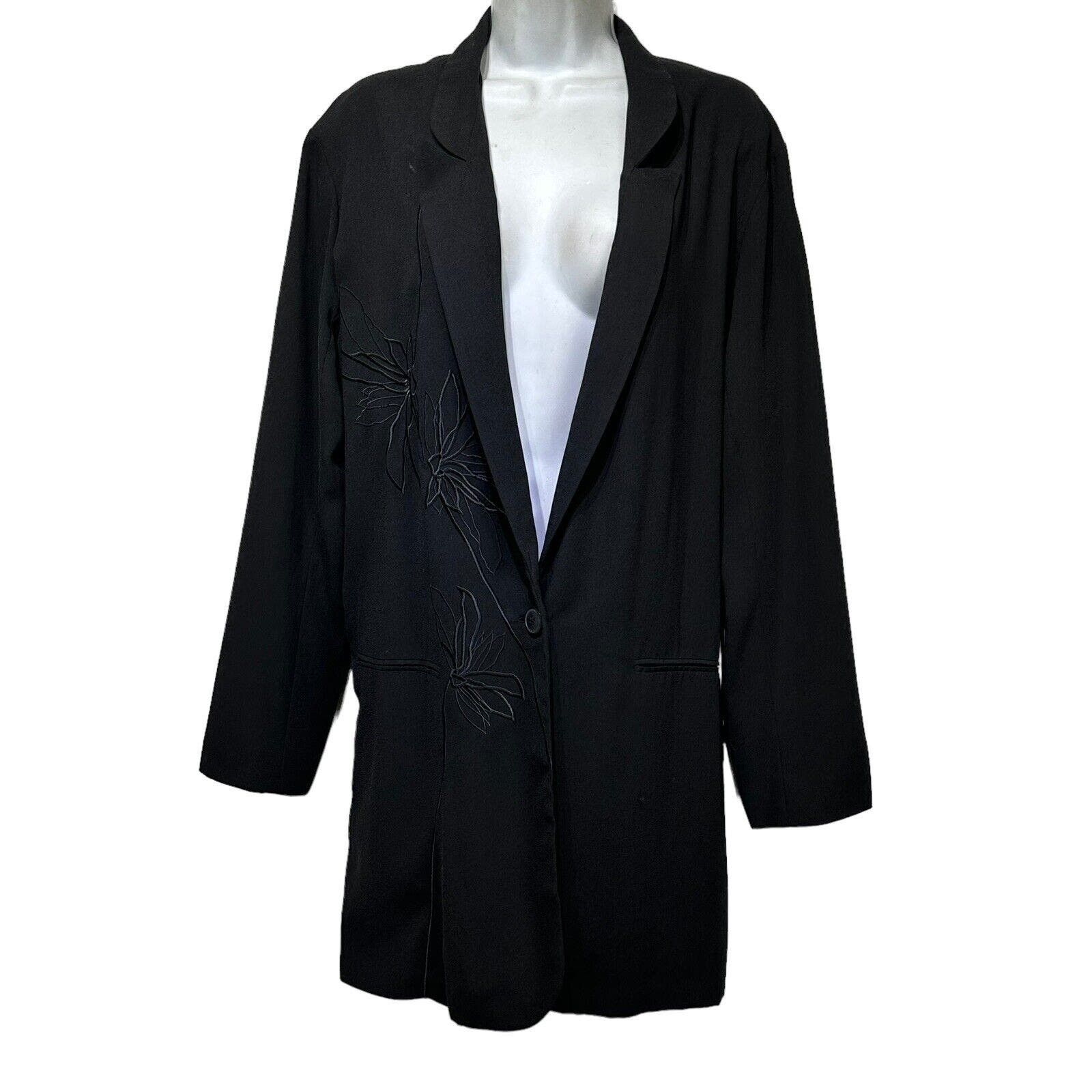 Halston Heritage halston heritage black Floral Embroidered Tuxedo ...