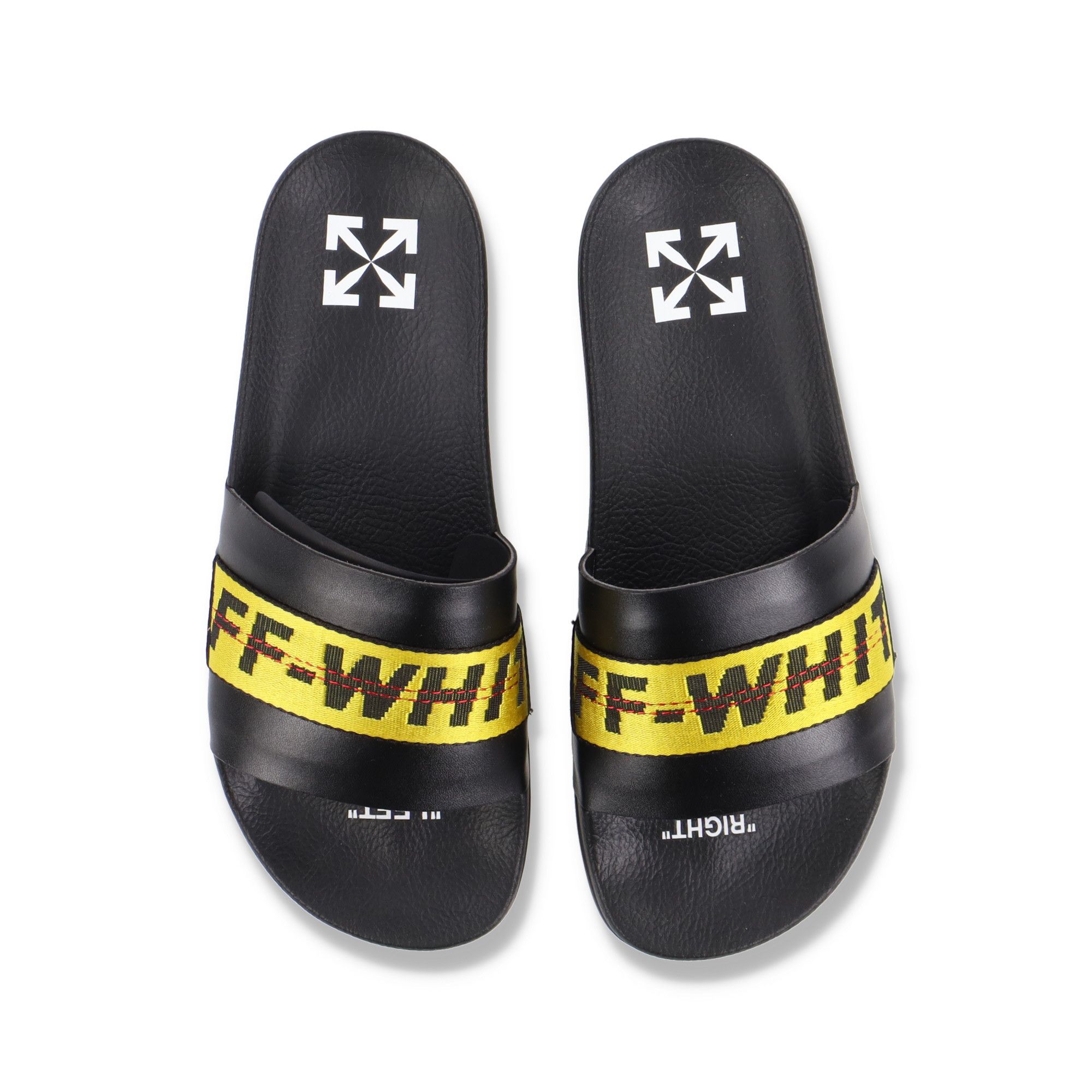 Off-White Black and Yellow Industrial Slides | Grailed
