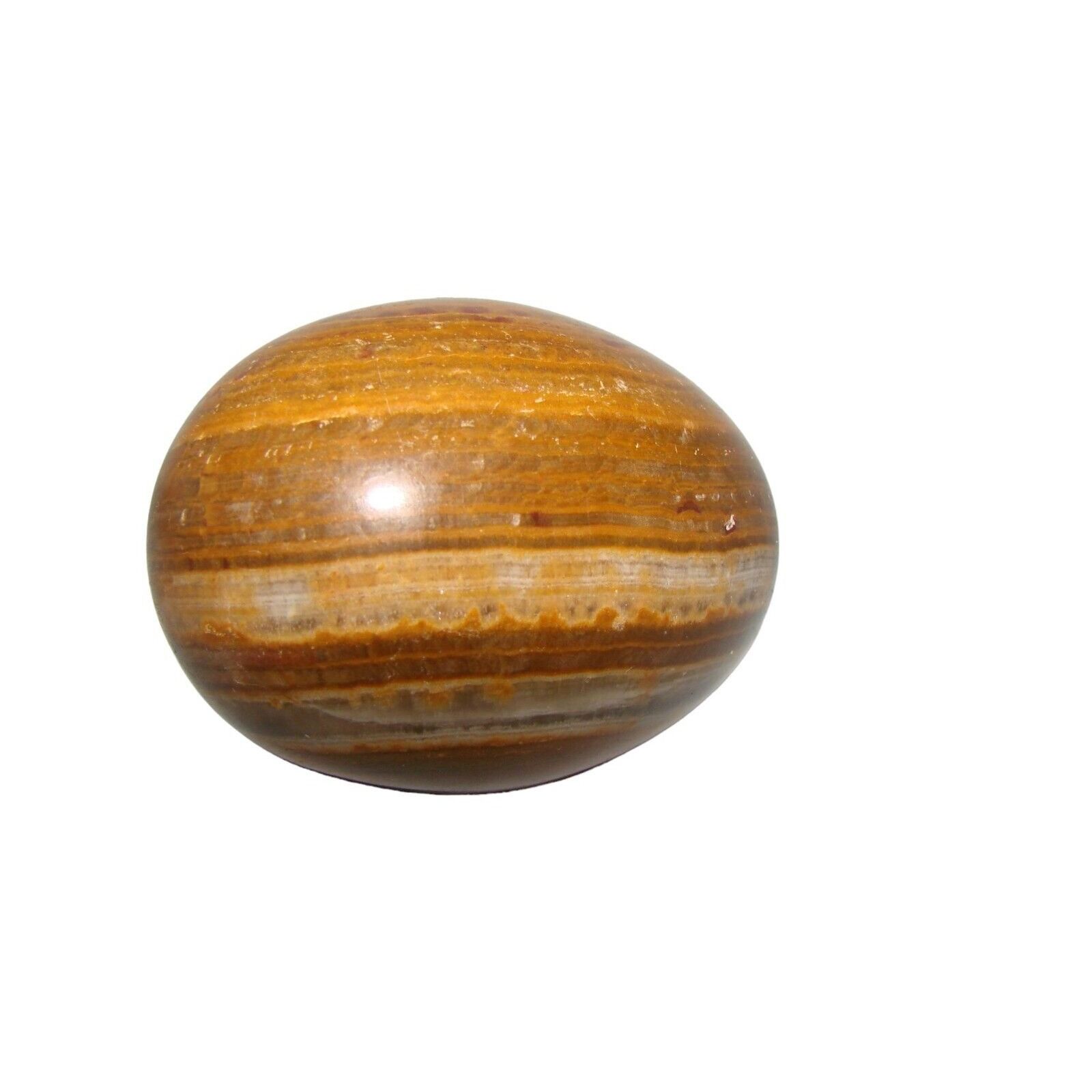 Vintage Striated Polished Stone Egg Shape Granite Marble Layered Nat ...