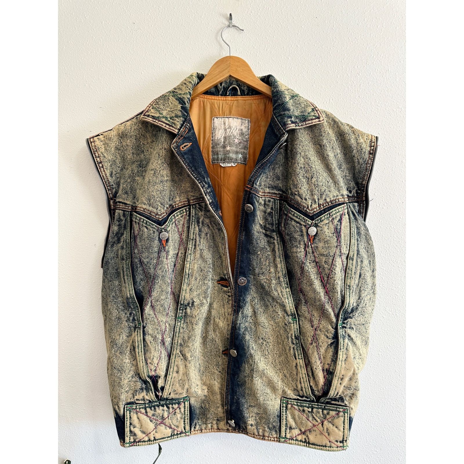 Vintage 80’s Acid Wash & Leather Convertible Moto Jacket | Grailed