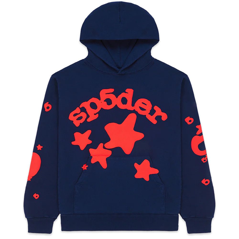 Spider Worldwide Sp5der Navy & Red Beluga Hoodie | Grailed