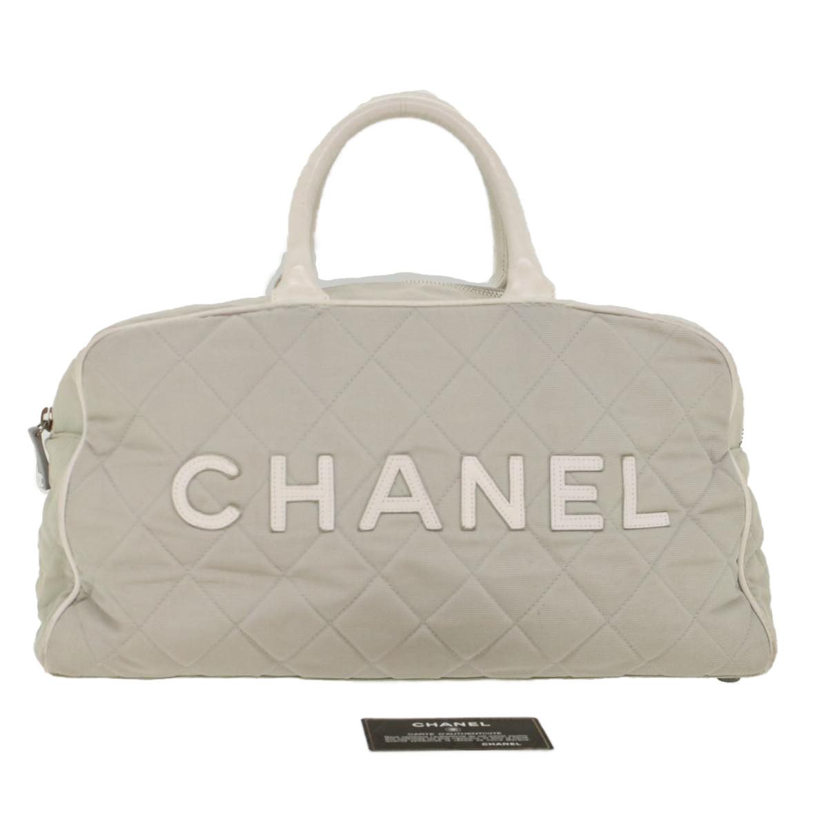 Chanel CHANEL Hand Bag Canvas Gray CC Auth th3812 | Grailed