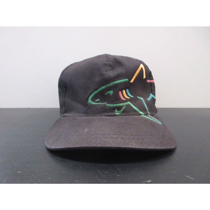 Vintage Greg Norman Hat Cap Strap Back Black Green Shark Logo Golf ...