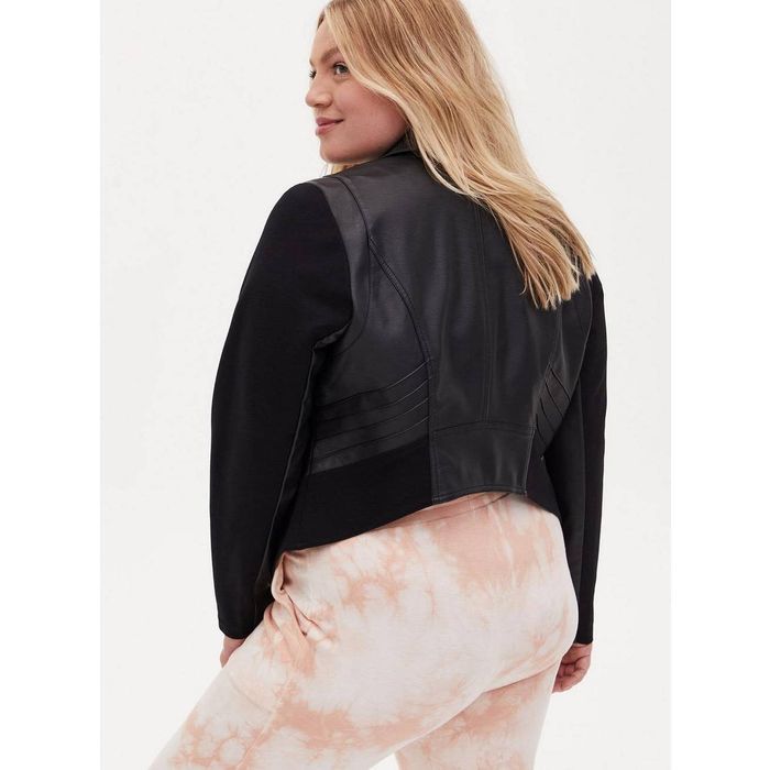 Other Torrid Faux Leather & Ponte Moto Jacket Black Asymmetric 4X | Grailed