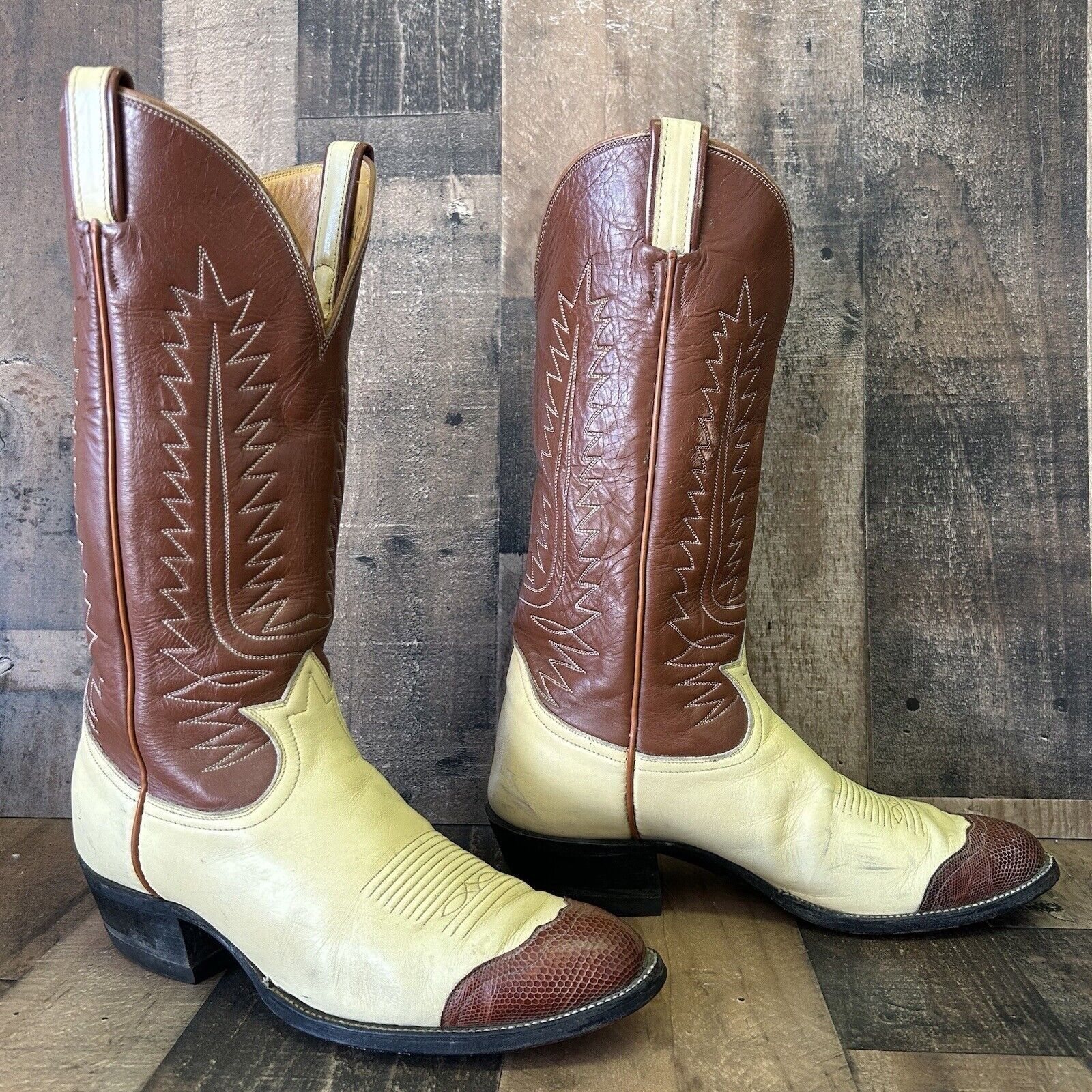 Tony Lama Tony Lama 6214 Vintage Gold Label Wingtip Cowboy Boot 10.5 E ...
