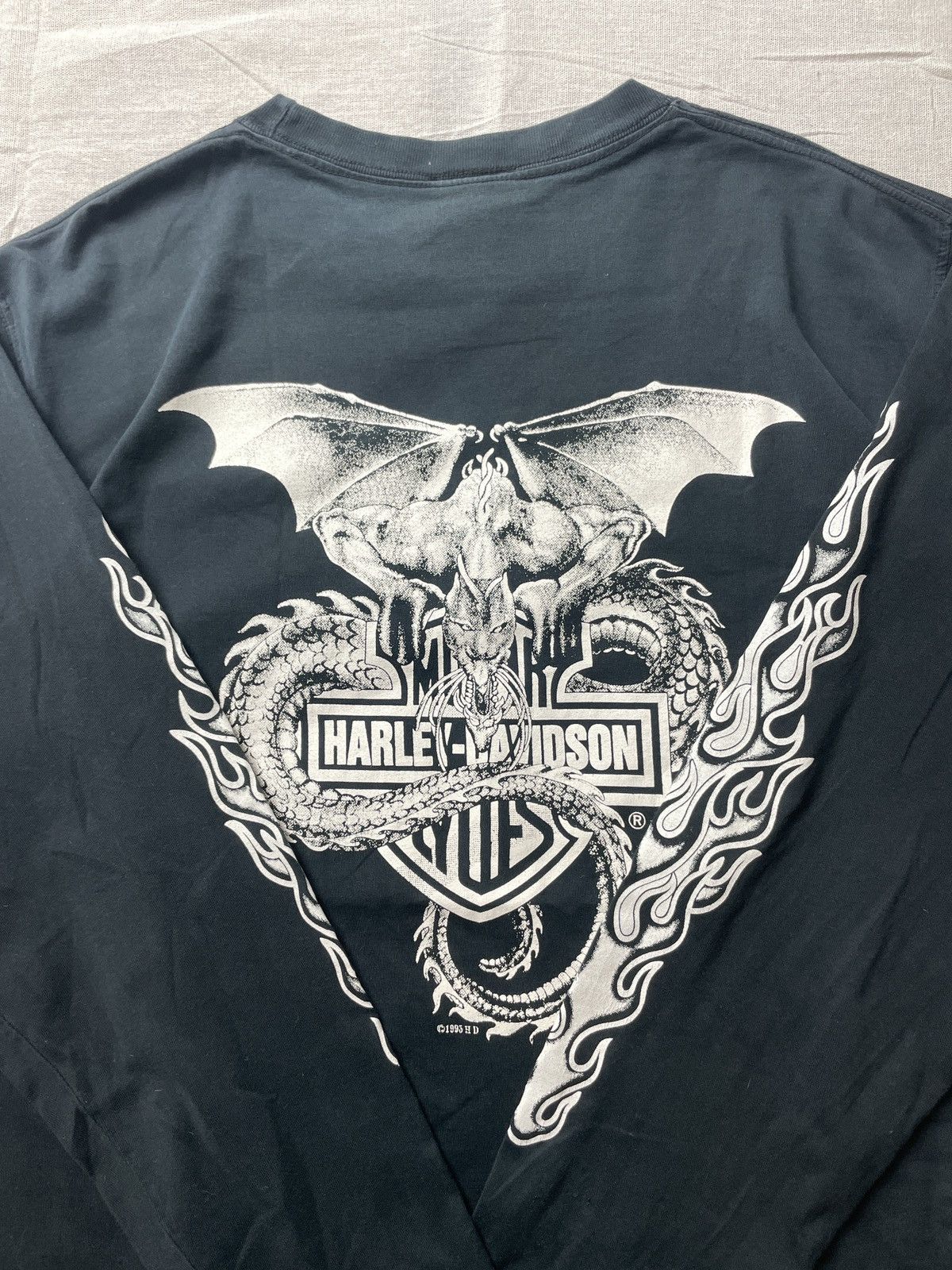 Vintage Vtg Harley Davidson Devil Dragon 1996 Long Sleeve | Grailed
