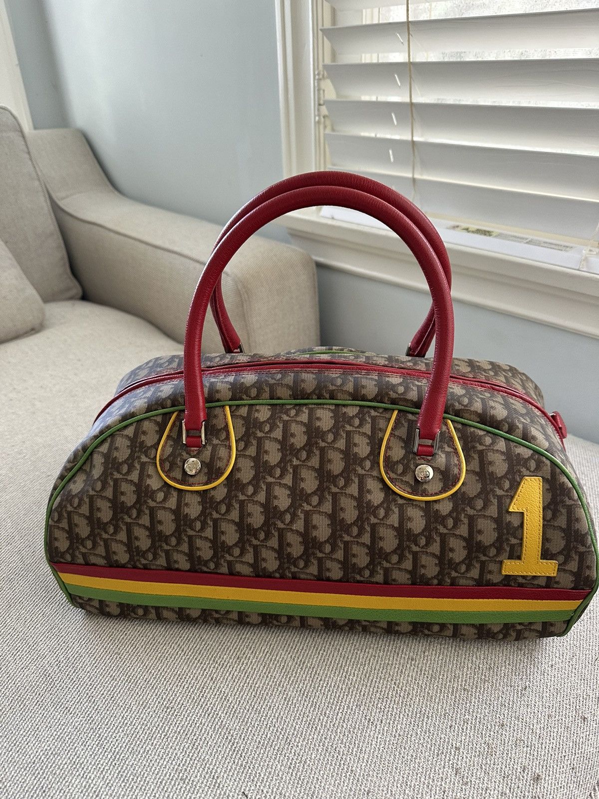 Dior × Vintage Dior Rasta Monogram Trotter Boston Bag | Grailed