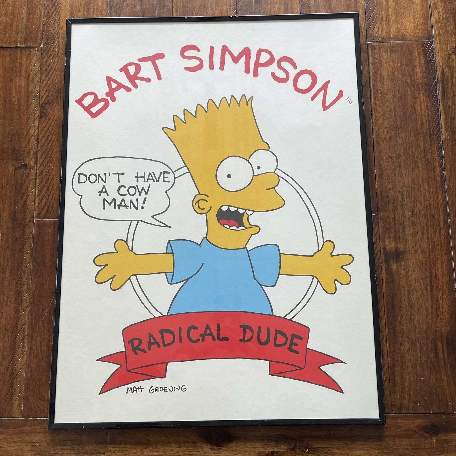 Vintage 1989 VTG Simpsons Bart Simpson Radical Dude Framed Poster | Grailed