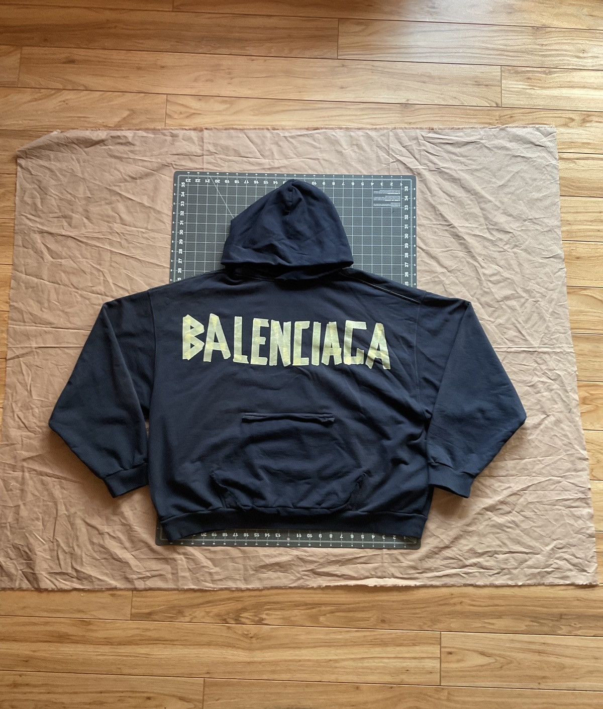 Balenciaga Balenciaga Tape Type Ripped Pocket Hoodie | Grailed