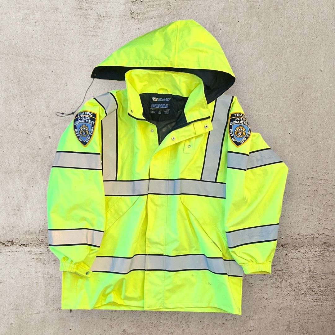 Police NYPD Traffic Uniform Class 3 Hi-Vis Lightweight Rain Jacket ...
